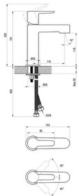 Ravak Puri Umyvadlová stojánková baterie, bez výpustě, černá mat PU014.20 X070181