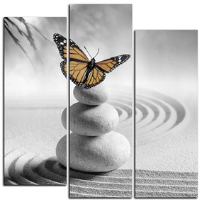 Obraz na plátně - Motýl na spa kameny - čtverec 3180QC (105x105 cm)