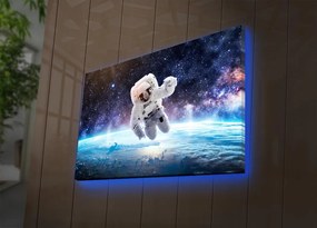 Obraz s LED osvětlením ASTRONAUT VE VESMÍRU 45 x 70 cm