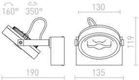 RED - Design Rendl - R12332 - LED Nástěnné bodové svítidlo KELLY LED/12W/230V
