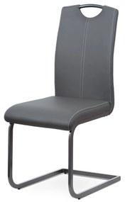 Jídelní židle DCL-613 GREY, potah šedá ekokůže, kovová pohupová podnož, šedý lak