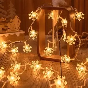LED vánoční osvětlení vločka/hvězda EHD-LS04 teplá bílá / Řetěz / 20 L