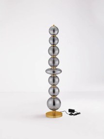 Šedá kovová LED stmívatelná stojací lampa se skleněným stínidlem (výška 140 cm) Navi – Nova Luce