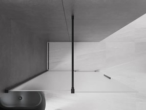 Mexen Velar, sprchová zástěna s posuvnými dveřmi Walk-in 130 x 200 cm, 8mm sklo námraza, černá matná, 871-130-000-33-70