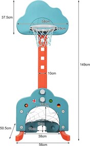 Costway 3 v 1 Dětské hřiště s výškově nastavitelným basketbalovým košem