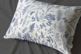 Krepové povlečení V kapradinách s kytičkami - bílomodré Velikost: 140 x 220 + 70 x 90