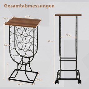 Costway Stojan na víno 14 s odnímatelnými a uzamykatelnými kolečky, černý