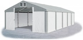 Skladový stan 5x10x2,5m střecha PVC 560g/m2 boky PVC 500g/m2 konstrukce ZIMA PLUS Šedá Bílá Šedá