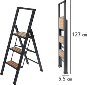 Skládací schůdkový žebřík, černý, 3 schody, WENKO
