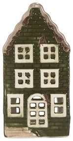 Tmavě zelený keramický domek na čajovou svíčku Lamont - 7*7*14 cm