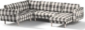 Potah na pohovku IKEA Norsborg rohová, 5-místná se šezlongem barva černá látka pletený vzor, vzorované
