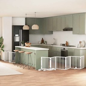 Zábrana pro psy s dvířky skládací 12 panelů bílá 600 cm topol 3155536