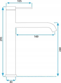 Rea Clif, vysoká umyvadlová baterie h-295, zlatá matná, REA-B5329