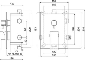 Novaservis Podomítková baterie s boxem 3 vývody, EDGE BOX36051RX,0