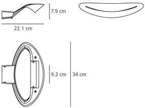 Artemide 0918W10A Mesmeri LED, designová nástěnná lampa, 28W LED 2700K stmívatelná, bílá, šířka: 34cm