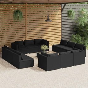 vidaXL 13dílná zahradní sedací souprava s poduškami polyratan [3101594] Barva: Černá