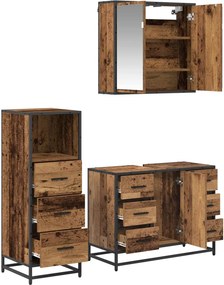 Sada koupelnového nábytku 3 ks Staré dřevo 80 x 33 x 60 cm 3402536