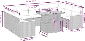 11dílná zahradní sedací souprava s poduškami černá polyratan 3273246