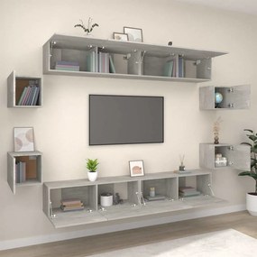 8dílný set TV skříněk betonově šedý kompozitní dřevo 3114225