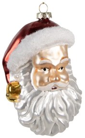 Skleněná vánoční ozdoba Santa Claus se zlatou rolničkou na čepici – 12 cm