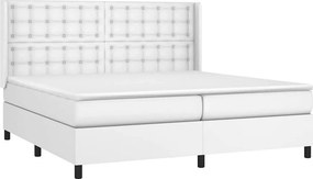 Box spring postel s matrací bílá 200x200 cm umělá kůže 3132520