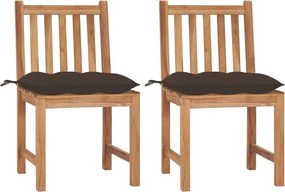 vidaXL Zahradní židle s poduškami 2 ks masivní teak [3062932] Barva: taupe