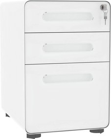 Vinsetto Mobilní Kancelářský Kancelářský Stojan s 3 Zásuvkami, Office Cabinet, Storage Cabinet, Ocel, Bílá, 39 x 48 x 59 cm | Aosom