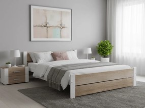 Postel IKAROS DOUBLE 160 x 200 cm, bílá/dub sonoma Matrace: Matrace Coco Maxi 20 cm, Rošt: Bez roštu