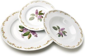 Porcelánová jídelní sada LEA Lilac 18 ks bílá/fialová