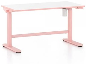 Výškově nastavitelný stůl OfficeTech Kids, 100 x 50 cm, Bílá / růžová