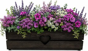 AMADEA Dřevěný obal s truhlíkem se srdcem tmavý, 62x21,5x17cm Český výrobek