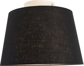 Stropní lampa s lněným stínítkem černá 25 cm - Combi bílá