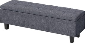 HOMCOM Úložná lavice, polstrovaná lavice s vzhledem lnu, dřevěné nohy, moderní lavice na konci postele pro chodbu, ložnici, obývací pokoj, 138 x 40 x
