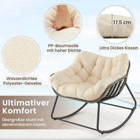 Costway Venkovní houpací křeslo Oversized Patio PE proutěné křeslo s vejci