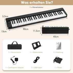 Costway Digitální piano s 61 klávesami a Bluetooth a hudebním stojanem a pedálem
