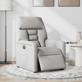 Elektrické polohovací křeslo obláčkově šedé textil 3303021
