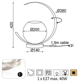 ACA DECOR Stolní lampa IPARELLE max. 40W/E27/230V/IP20