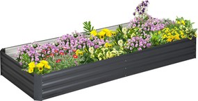Outsunny vyvýšený ocelový záhon 241 x 90,5 x 30 cm truhlík na květiny zahradní záhon bylinkový záhon zeleninový záhon šedý pro milovníky zahrady |
