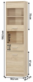 Kondela Vitrína 1D1W1S, dub sonoma, TEYO