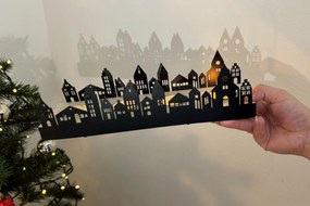 Adventní kovový svícen TOWN 30x8 cm černý