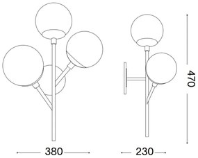 Ideal Lux - Nástěnná lampa KEPLER 3xE27/42W/230V černá/kouřová