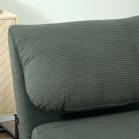 HOMCOM 2-v-1 Spací Pohovka S Křeslem, Skládací Matraci pro Hosty v Corduroy Vzhledu, pro Ložnici a Obývací Pokoj, Zelená, 82 x 89 x 83 cm