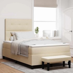 Postel s boxspringem s čelo Krémová 120 x 190 cm textil 3344056