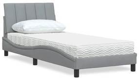 Postel s matrací Hanko světle šedá 90 x 190 cm textil 3310496