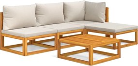 vidaXL 5dílná zahradní sedací souprava podušky masivní dřevo [3155278] Barva polštáře: Taupe