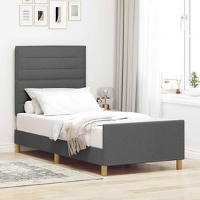 Rám postele s čelo Tmavě šedá 100 x 200 cm textil 3344628