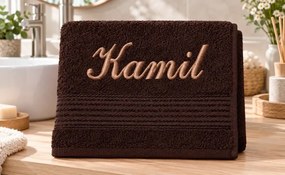 Bellatex Froté ručník proužek s výšivkou jména 50x100 cm Hnědá