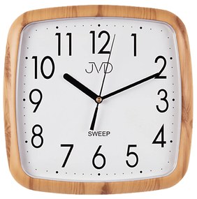 Hranaté nástěnné netikající hodiny JVD quartz H615.3 imitace dřeva - světlé
