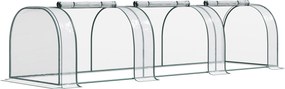 Fóliový skleník Outsunny Skleník s dveřmi 350 x 100 x 80 cm, průhledné PVC pro pěstování rostlin a chladicí rám, robustní ocelový rám, zelený