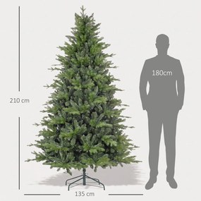 HOMCOM Umělý vánoční stromek, efekt sněhu, nehořlavý, pantová konstrukce, zelená/bílá 830-527V01GN